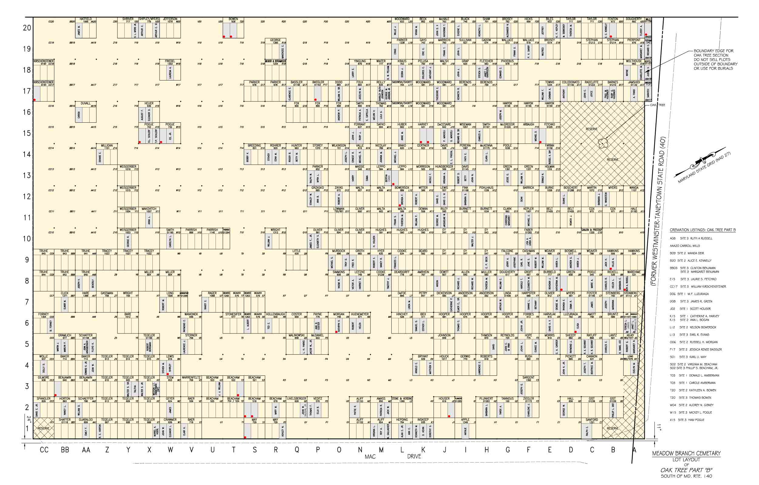 Cemetery Map - Meadow Branch Cemetery | Burial Plot Maps